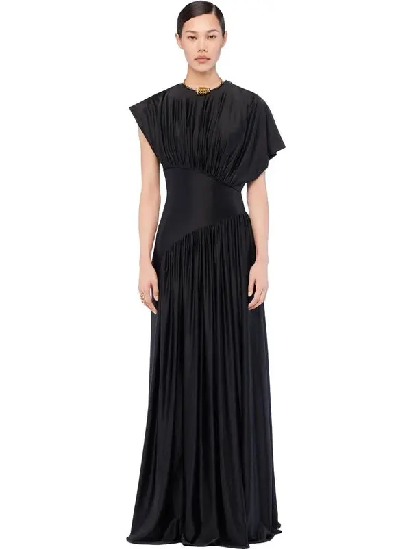 Rabanne Satin Jersey Maxi Dress - Black