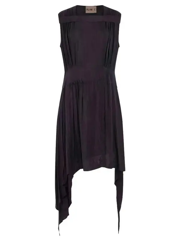 Plan C Draped Sleeveless Midi Dress - Blue