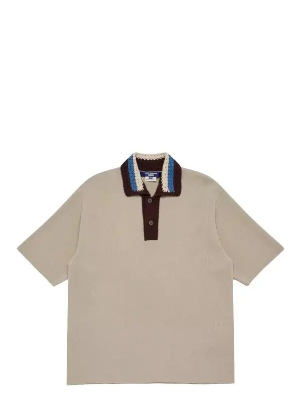 Junya Watanabe Crochet-collar Polo Shirt - Neutrals