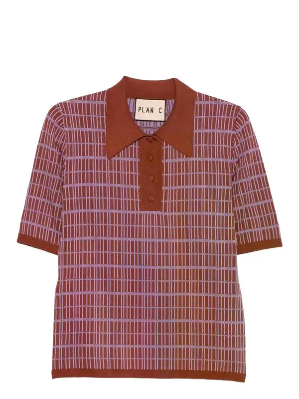 Plan C Striped Polo Shirt - Red
