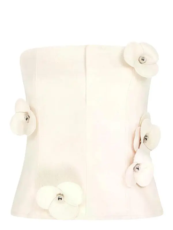 David Koma 3d Flower Denim Corset Top - Neutrals