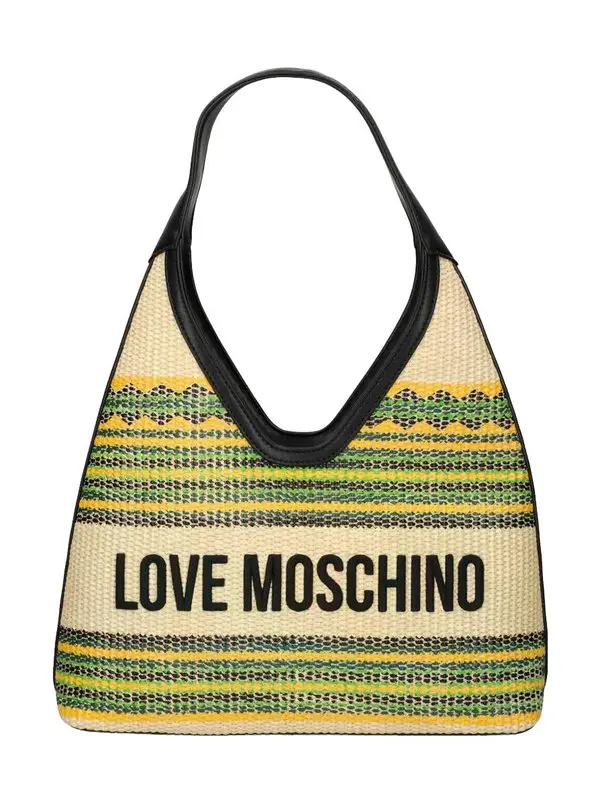 Moschino Striped Woven Shoulder Bag - Neutrals