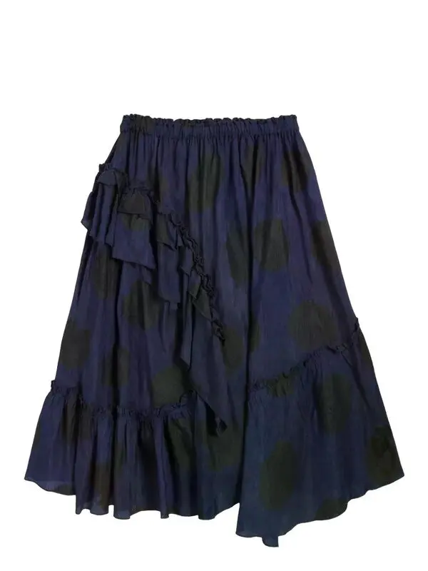 You Must Create Ruffled Spot Print Skirt - Blue