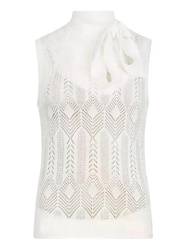 Liu Jo Openwork Knit Top With Bow Detail - Neutrals