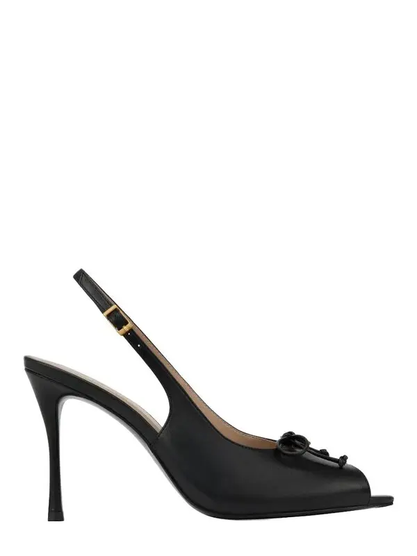 POTAMY Bow-detail Peep-toe Pumps - Black
