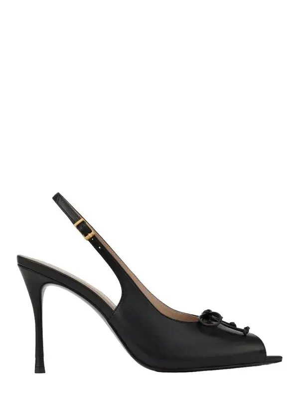 POTAMY Bow-detail Peep-toe Pumps - Black
