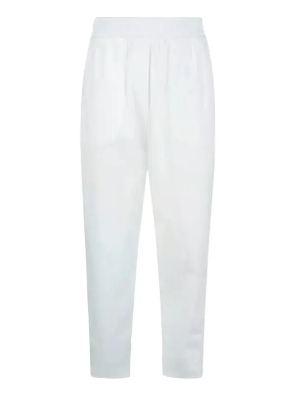 Eleventy Elastic-waistband Cropped Trousers - White