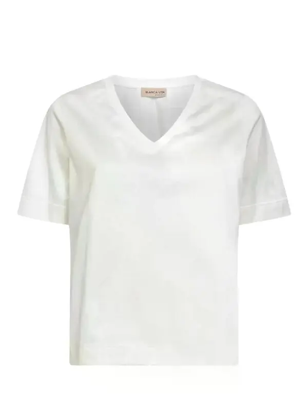 BLANCA VITA V-neck Short-sleeve T-shirt - White