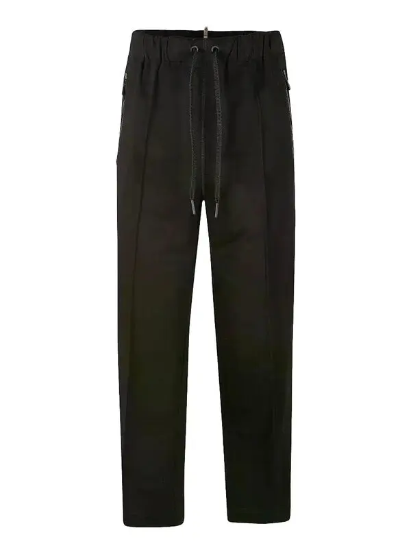 Moncler Drawstring Zip-detail Cotton Trousers - Black