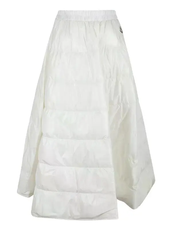 Moncler Quilted Midi Skirt With Logo - White