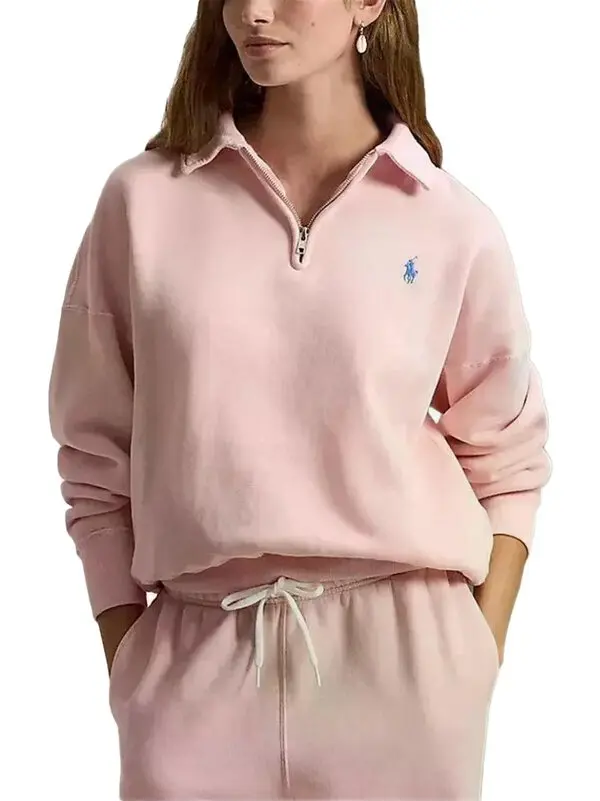 Polo Ralph Lauren Quarter-zip Polo-collar Sweatshirt - Pink