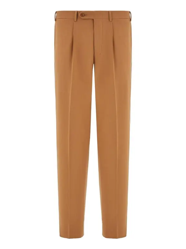 Canali Regular-fit Pleated Wool Trousers - Yellow