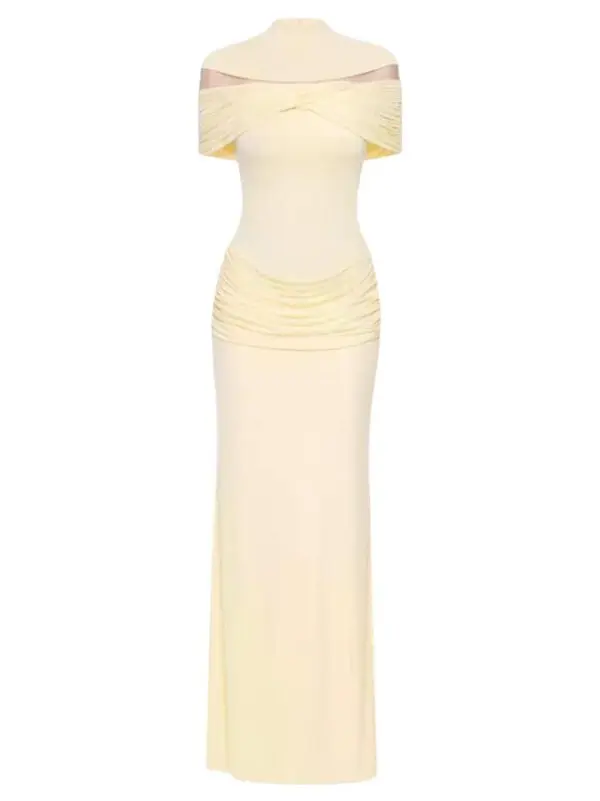 CHATS BY C.DAM Marlene Draped Maxi Dress - Yellow