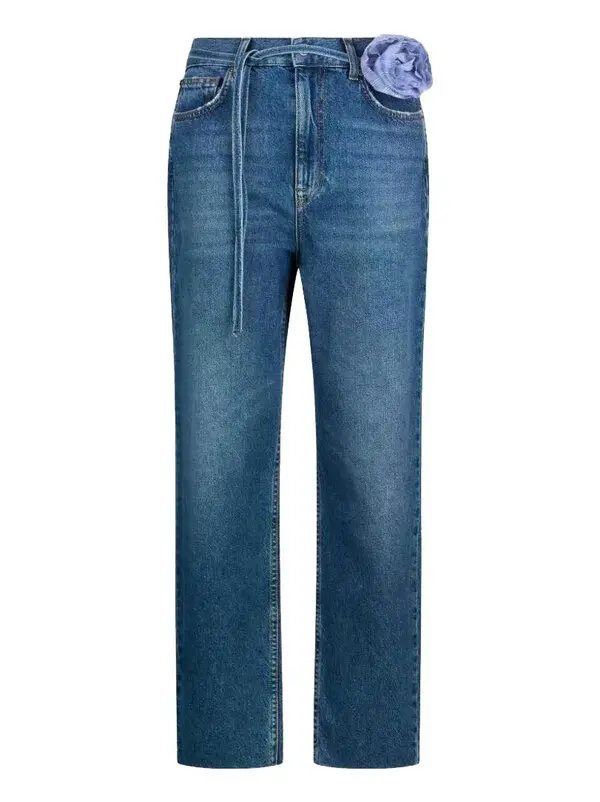 Liu Jo Frayed-hem Belted Straight-leg Jeans - Blue