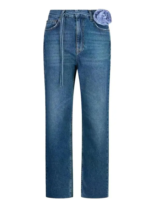Liu Jo Frayed-hem Belted Straight-leg Jeans - Blue