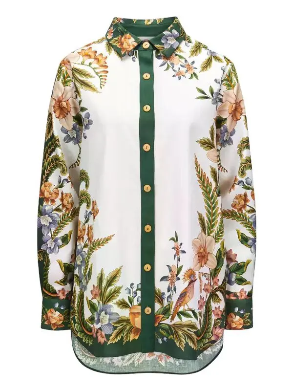 Farm Rio Floral Print Shirt - White