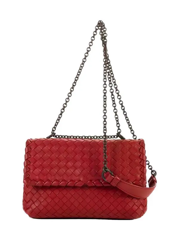 Bottega Veneta Olimpia Intrecciato Chain-strap Shoulder Bag - Red