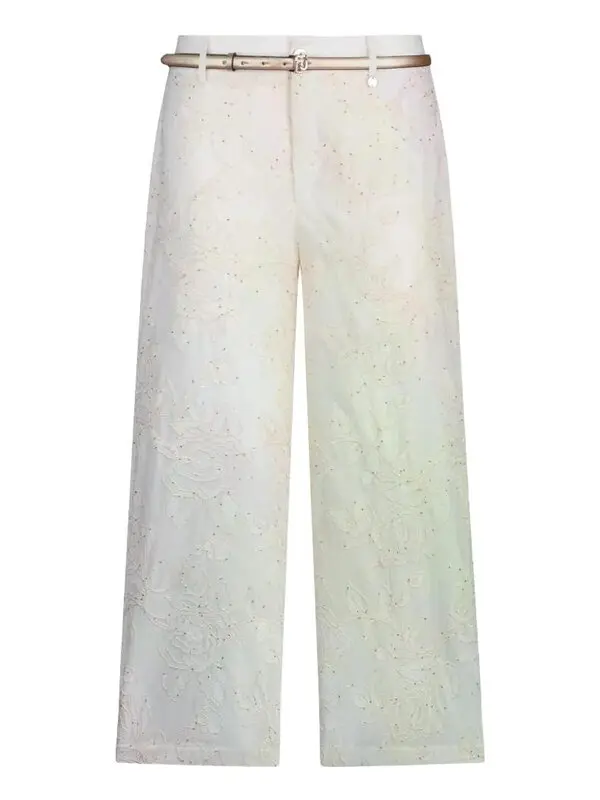 Liu Jo Sequin-embroidered Muslin Trousers - Neutrals