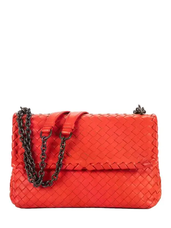 Bottega Veneta Intrecciato Chain Shoulder Bag - Red