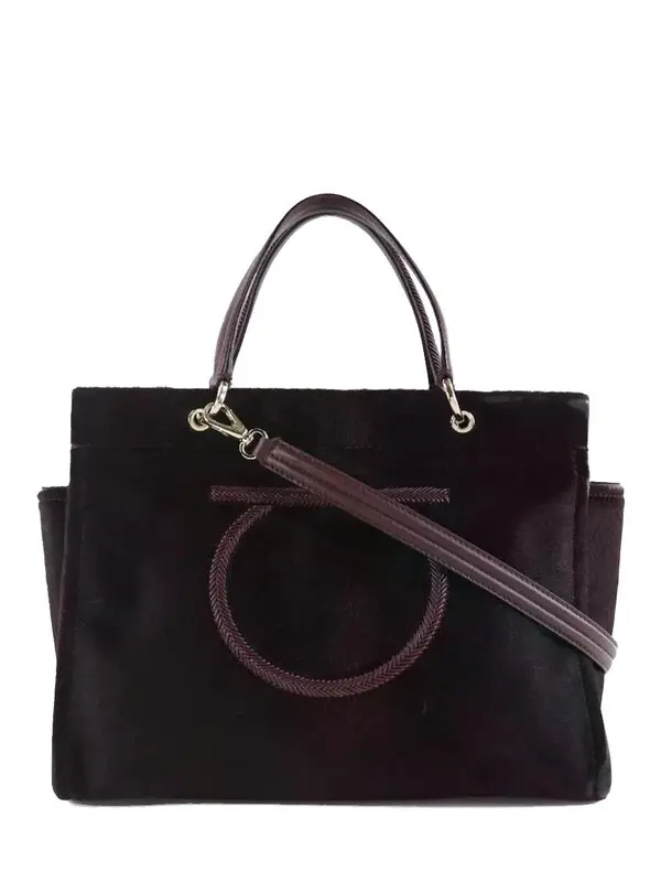 FERRAGAMO 2010-2026 Pony Hair Gancini Satchel - Brown