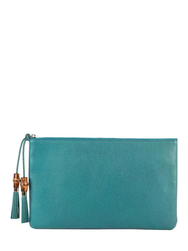 Gucci Bamboo Tassel-detail Clutch - Blue