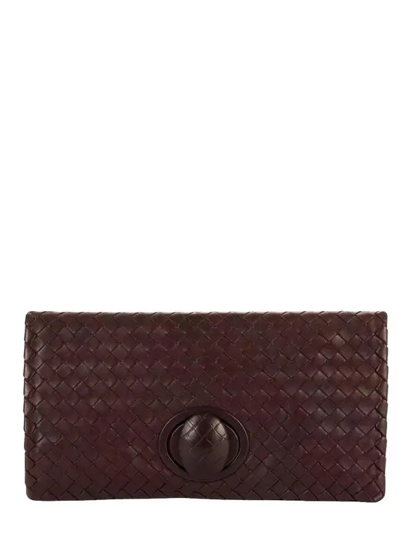 Bottega Veneta Turn-lock Leather Clutch - Red