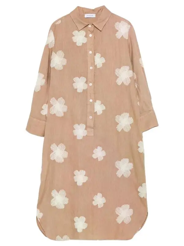 ROSSO 35 Floral-print Midi Shirt Dress - Neutrals