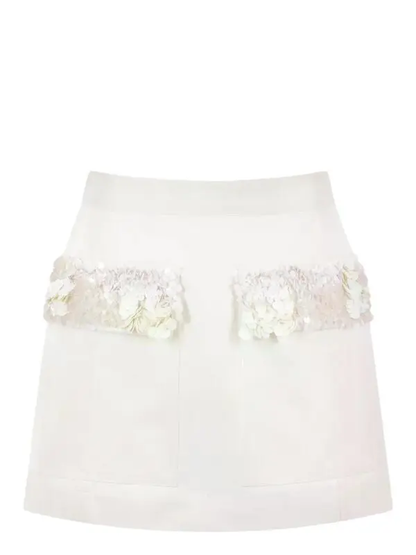 Plan C Mini Skirt With Embellished Pockets - White