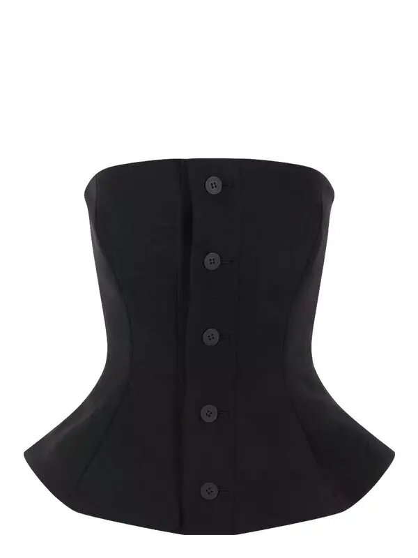 Issey Miyake Arms Buttoned Bustier Top - Black