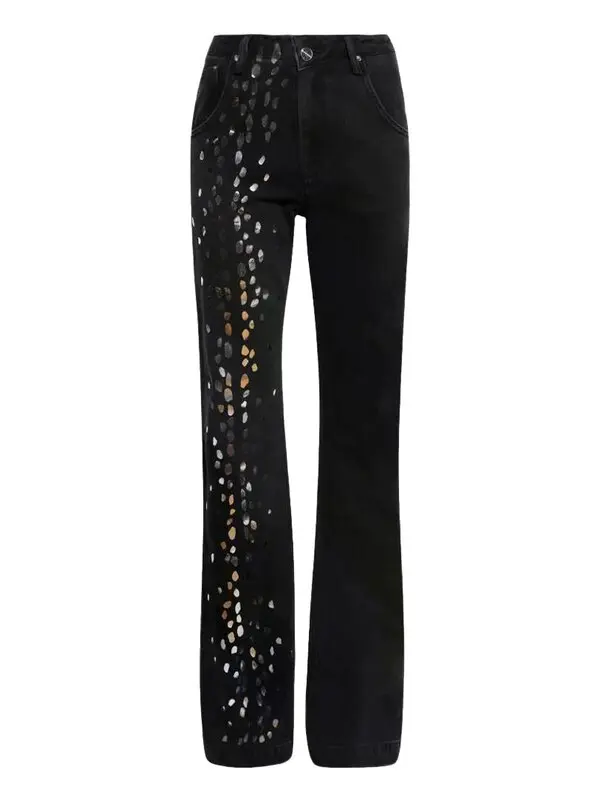 David Koma Speckled Foil Straight Leg Jeans - Black