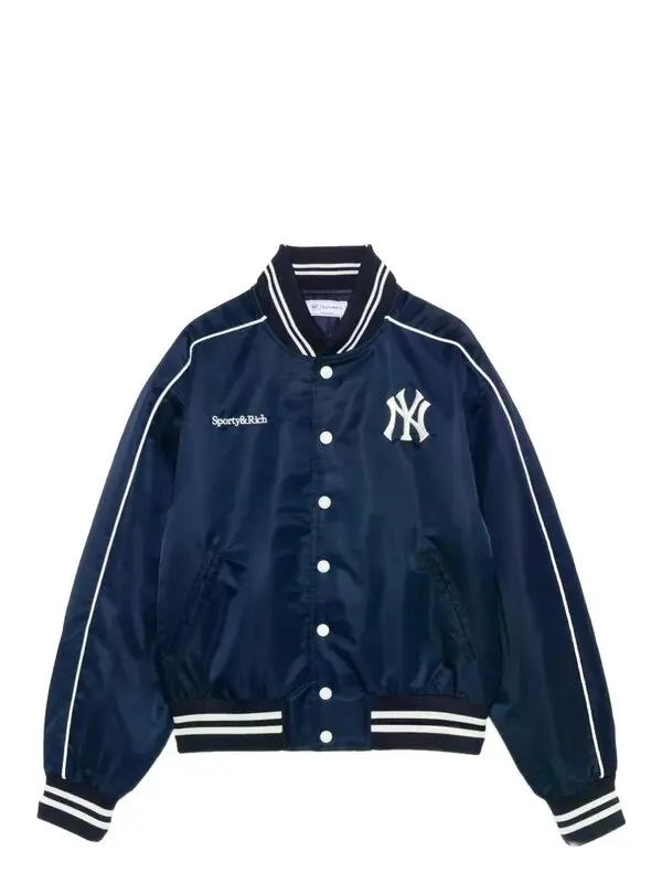 SPORTY & RICH Logo-embroidered Bomber Jacket - Blue