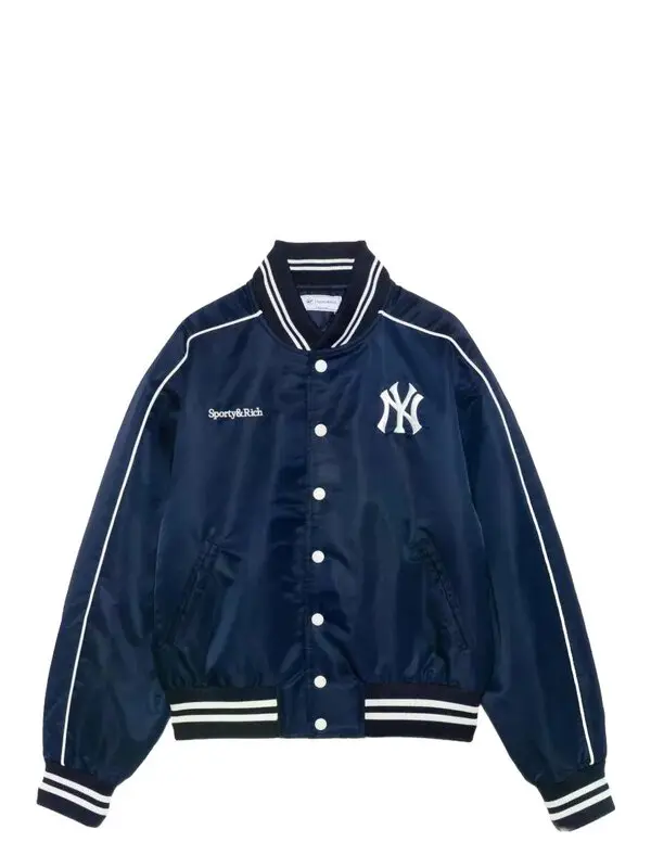 SPORTY & RICH Logo-embroidered Bomber Jacket - Blue