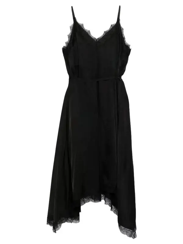 JUUN.J Lace-trim Slip Midi Dress - Black