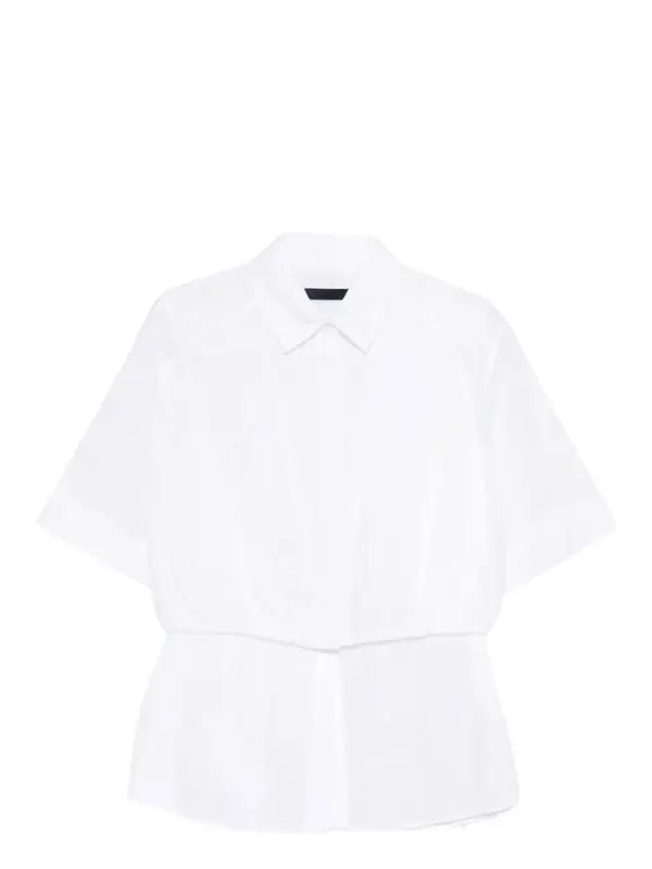 JUUN.J Stripe Gathered Shirt - White