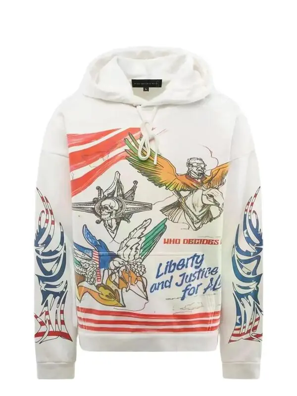 WHO DECIDES WAR BY EV BRAVADO Graphic-print Hoodie - White