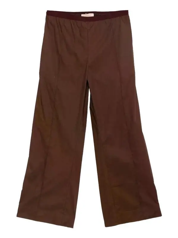 Plan C Seam Cotton Trousers - Brown