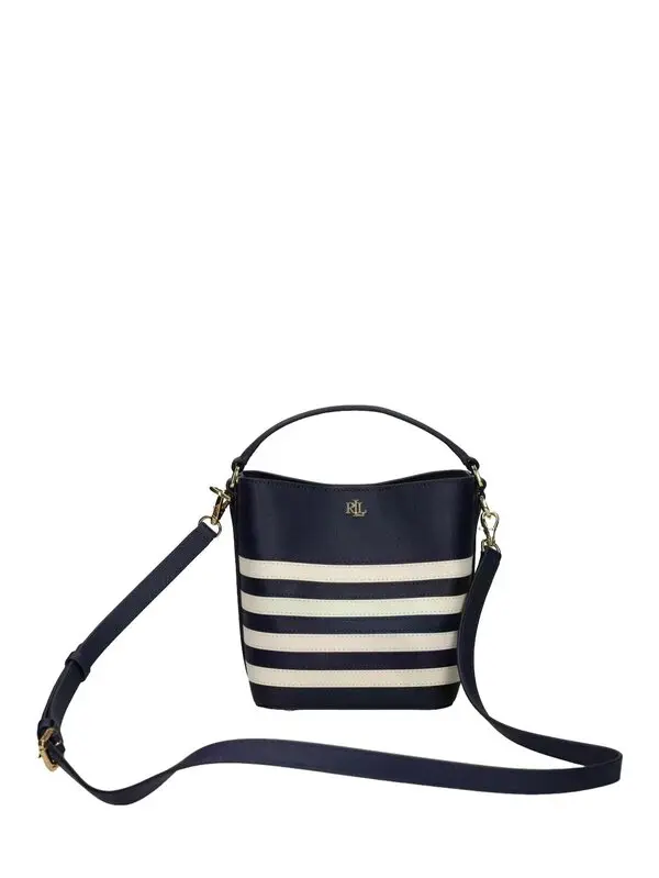 Ralph Lauren Striped Leather Satchel - Blue