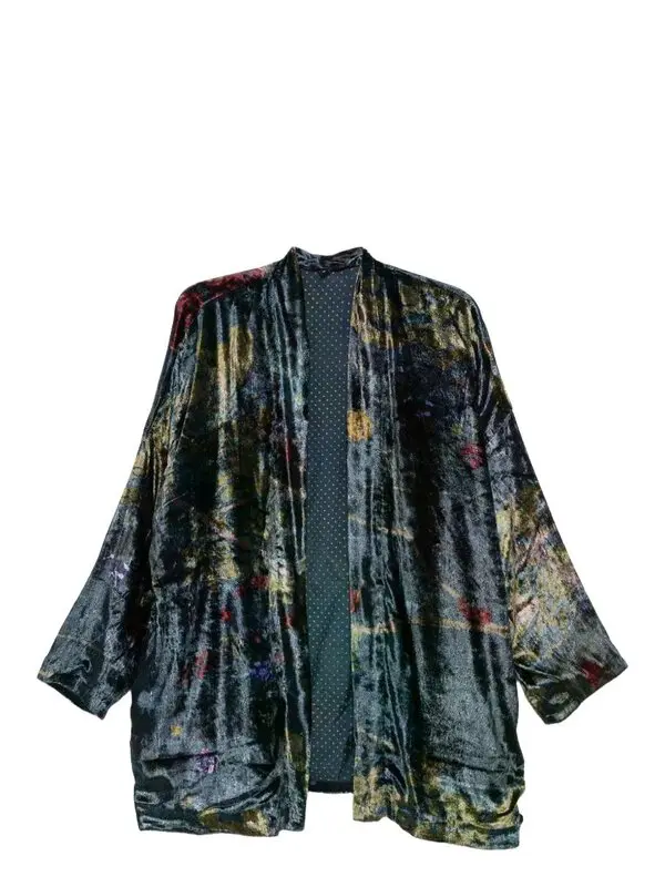 YAVI Floral Velvet Jacket - Blue