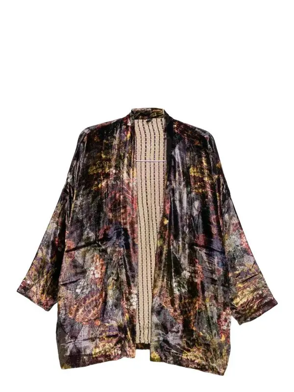 YAVI Floral Pattern Jacket - Black