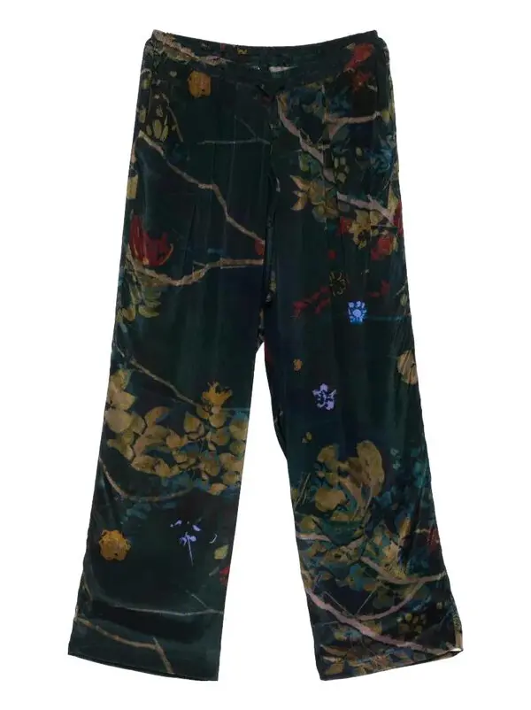 YAVI Floral Print Trousers - Green