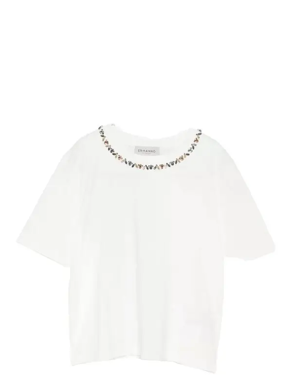 ERMANNO FIRENZE Embellished Crew-neck T-shirt - White