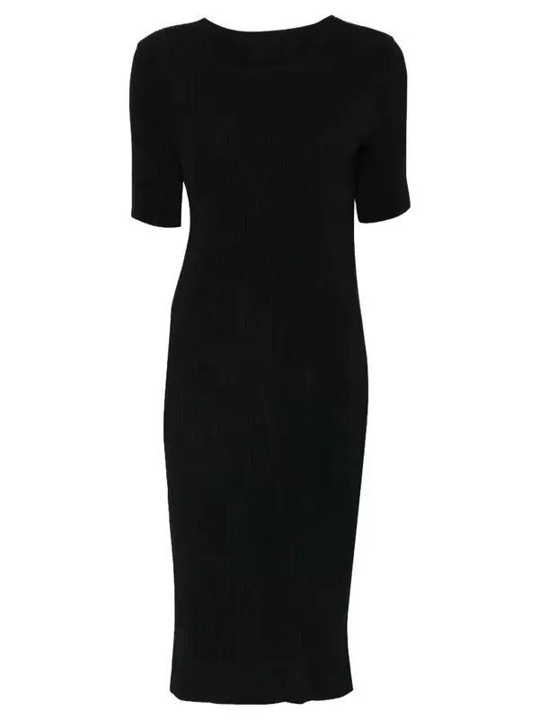 Issey Miyake Pleated Midi Dress - Black