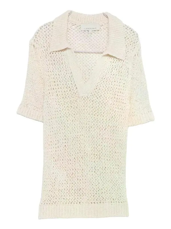 LIBEROWE Knitted V-neck Top - Neutrals