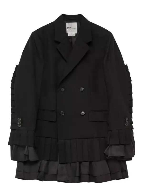 Noir Kei Ninomiya Ruffled Double-breasted Blazer - Black