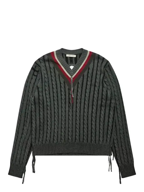 CRAIG GREEN Cable-knit Tassel-detail Sweater - Grey