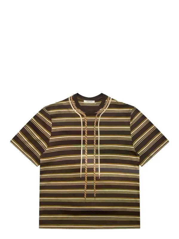 CRAIG GREEN Striped-pattern Rope-detail T-shirt - Brown