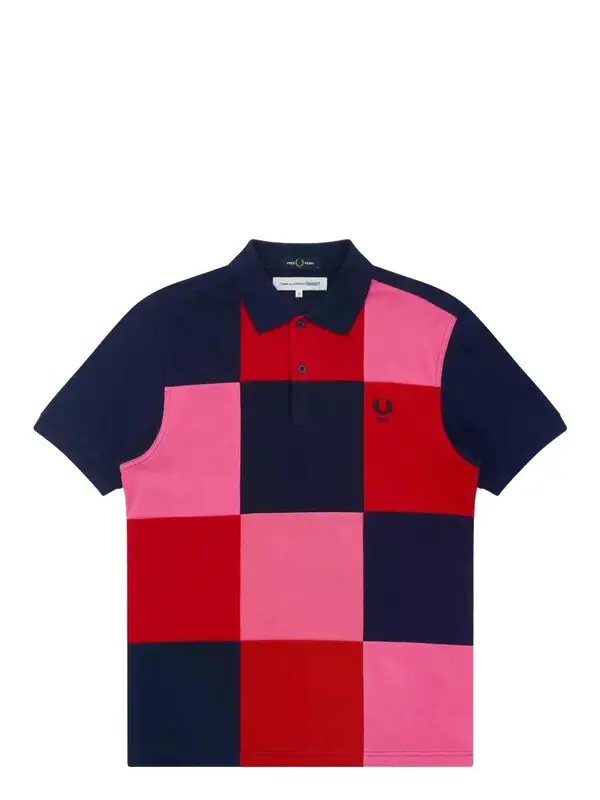 Comme Des Garçons X Fred Perry Checked Polo Shirt - Blue