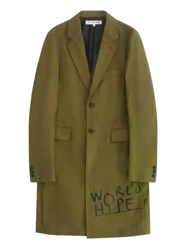 Comme Des Garçons X Dan Perjovschi Text-print Coat - Green