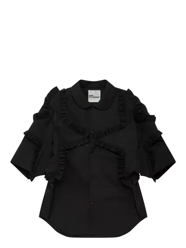 Noir Kei Ninomiya Ruffled-trim Short-sleeve Shirt - Black