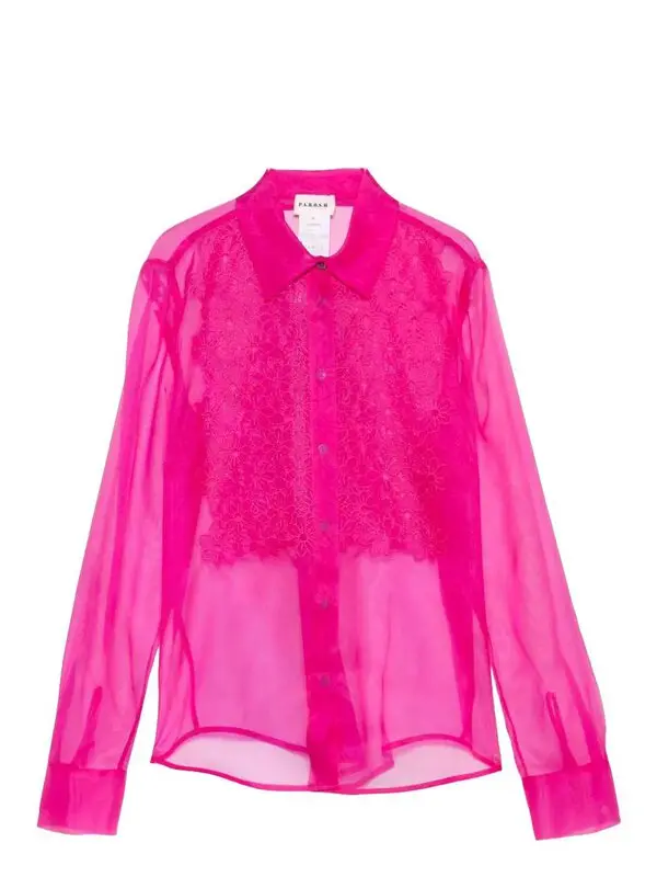 P.a.r.o.s.h Shake Floral-embroidered Shirt - Pink